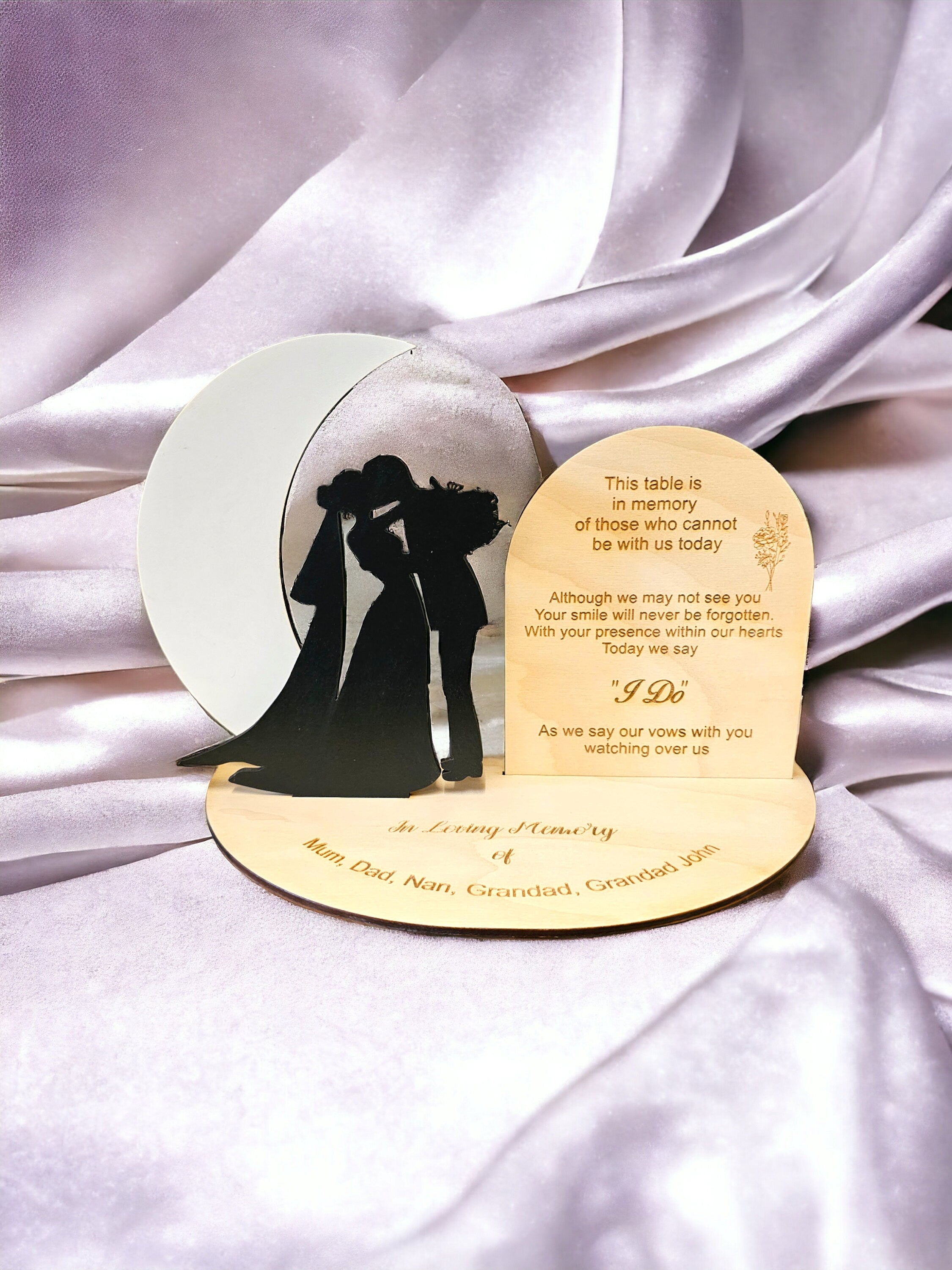 Personalised loved ones in heaven memorial, wedding table centerpiece ...